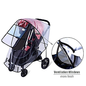 Stroller Rain Cover by Hombae, Universal Baby Stroller Weather Shield, Waterproof Stroller Cover, Travel Umbrella Stroller Wind Dust Shield, Stroller Cover for Rain, Food Grade EVA, Eye Protect