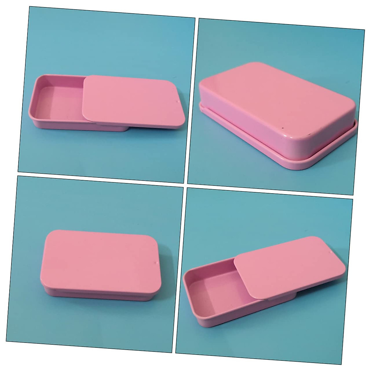 Ciieeo 8Pcs Boxes Pink push-pull box storage cubes with lid empty tin containers with containers with lids jewelry organizer tray metal storage organizer storage tank pill iron travel