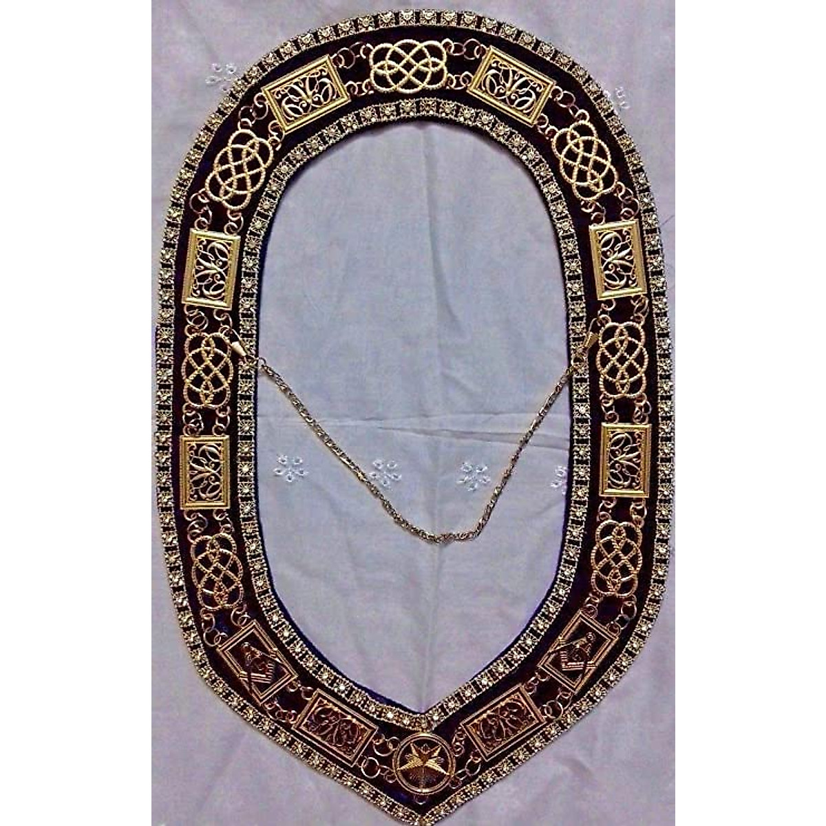 MASONIC GRAND LODGE PAST MASTER APRON WITH CHAIN COLLAR PURPLE free size