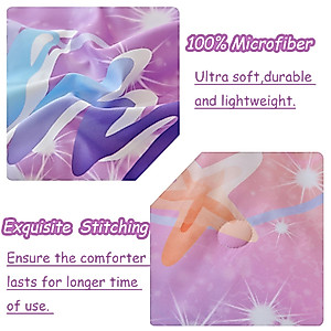 ZRNBAST Twin Size Mermaid Tail Comforter Set for Girls 3 Pcs Purple Orange Blue Bedding Set for Kids Soft Lightweight Gradient Glitter Bed Set for All Season(Twin, Orange)