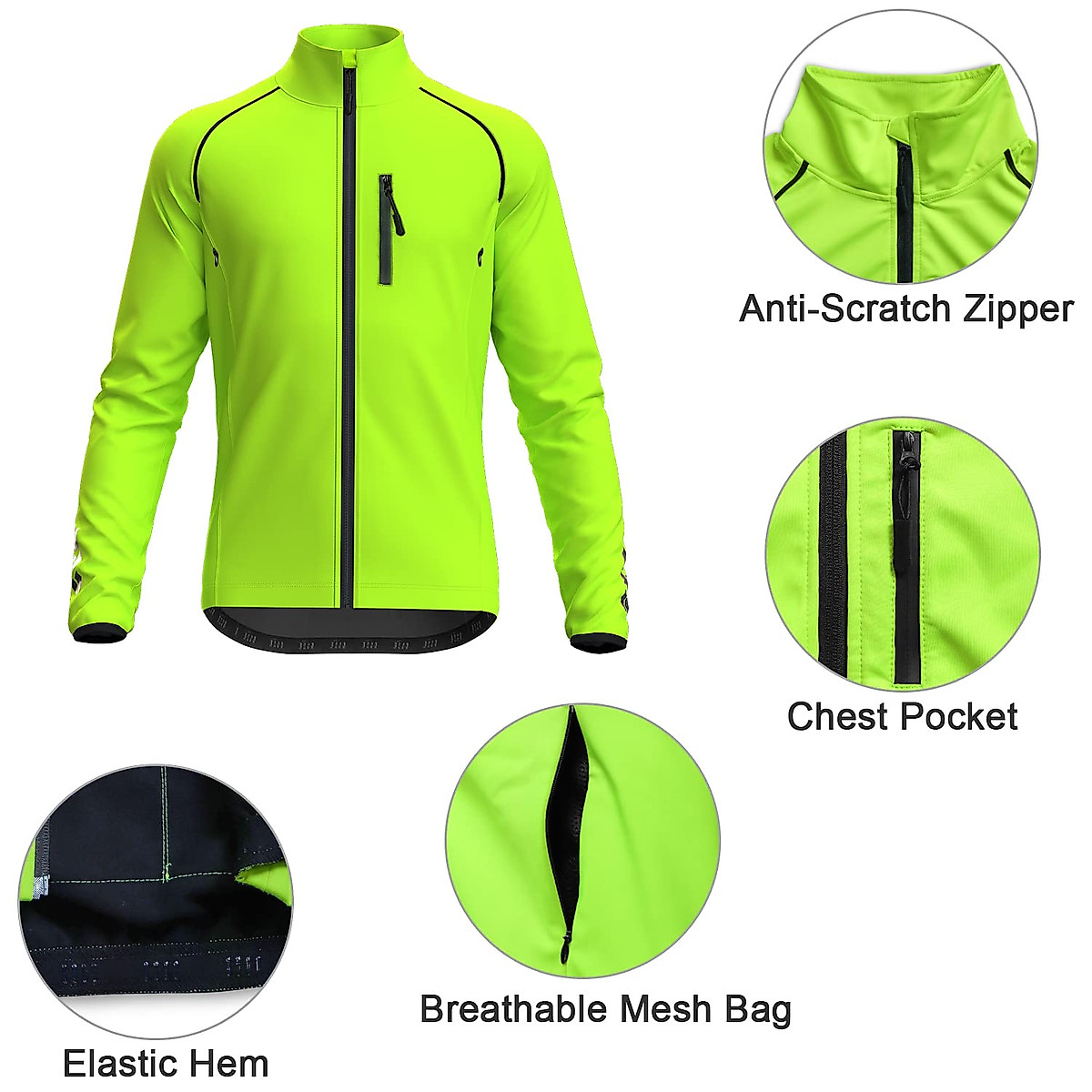 Wulibike Cycling Jackets for Men, Reflective Running Jacket Men Winter Cycling Clothing