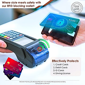 RAW HYD Bifold Wallet for Men (Bourbon Brown) - RFID Blocking Men’s Leather Wallet w/Star Concho - Full Grain, Tooled RFID wallet for men - Slim & Compact Cowboy Wallet - Great Western Gifts for Men