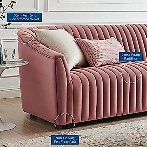 Modway Announce Performance Velvet Channel Tufted Sofa, Dusty Rose