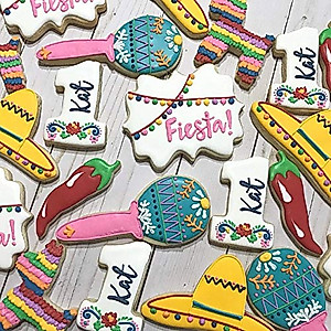 Fiesta Piñata Mexican Cinco de Mayo Cookie Cutter 9 Piece Set from The Cookie Cutter Shop - Sombrero, Maraca, Chili Pepper, Cactus, Guitar Cookie Cutters – Tin Plated Steel Cookie Cutters