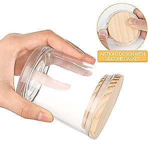 SHOWIN 16 Pcs 6 OZ Thick Candle Jars with Wood Lids, Clear Empty Jars for Making Candles, Spice Jars, Sample Container - Dishwasher Safe