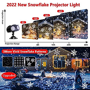 Christmas Snowflake Projector Lights Outdoor, Remon Owl Shape LED Snowfall Projector Remote Control Timing IP65 Waterproof, Dynamic Snowflakes Landscape Light for Xmas New Year Indoor Home Party Decor