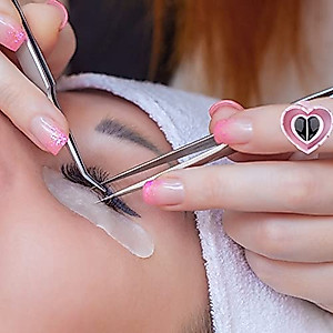 Fawyteng 100pcs Glue Rings Smart Glue Cups Lash Glue Holder Ring Cup,Disposable Glue Cups Lash Glue Rings Lovely Heart Shape for Eyelash Extensions (Pink)