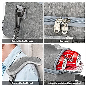 MOSTCOS Cooler Lunch Bag Insulated Reusable Lunch Box for Women/Men, Cute Lunch Box with Adjustable Shoulder Strap, Zippered Outer Pockets, Freezer Lunch Bags for Office Work Beach, Lunch Bag Adult