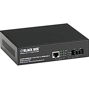 Black Box PoE PSE Gigabit Media Converter, Multimode SC, 550 m - Network (RJ-45) - 1x PoE (RJ-45) Ports - 1 x SC Ports - DuplexSC Port - Multi-Mode - Gigabit Ethernet - 10/100/1000Base-TX