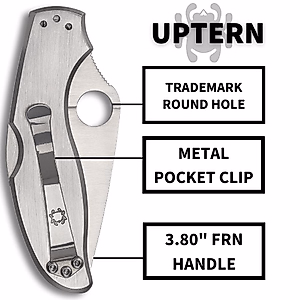 Spyderco Uptern Non-Locking Pocket Knife with 8Cr13MoV Steel Blade and Stainless Steel Handle - PlainEdge - C261P