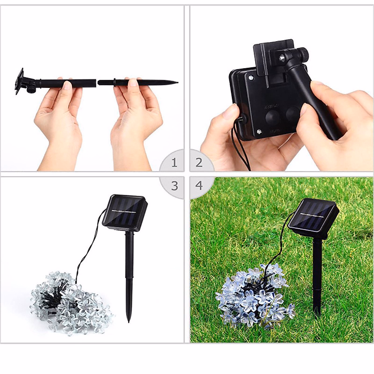 Christmas Lights,LED Solar String Lights, Outdoor Waterproof Flower Shape 8Mode Christmas Fairy Lights, Party Wedding Home Garden Decoration, 12m 100led