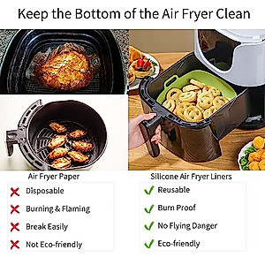 GHappiness Silicone Air Fryer Liner, 2 Pack Non-stick Liner Accessories for 5QT-8QT Air Fryer, Reusable Air Fryer Silicone Air Liner with Gloves & dishcloth(2 Pcs Round)