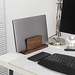 Bright Stone Walnut Wood Vertical Laptop Stand | Desk Organizer
