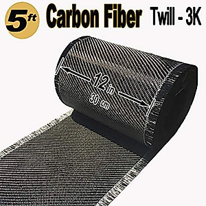 5 FT x 12" - Carbon Fiber FABRIC-2x2 Twill WEAVE-3K/220g