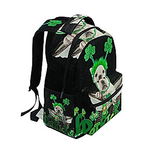 ALAZA French Bulldog St Patrick's Day Backpack Daypack College School Travel Shoulder Bag