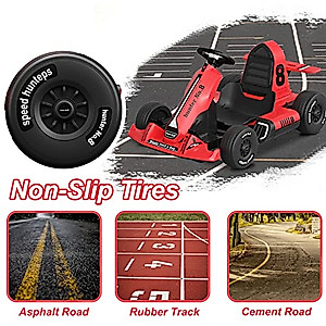 67i Electric Go Kart for Kids 12V Battery Powered Ride On Cars Parent Remote Control for Boys Girls Kids Electric Vehicle Car Electric Kids Go Kart with Safety Belt and Music (RED)