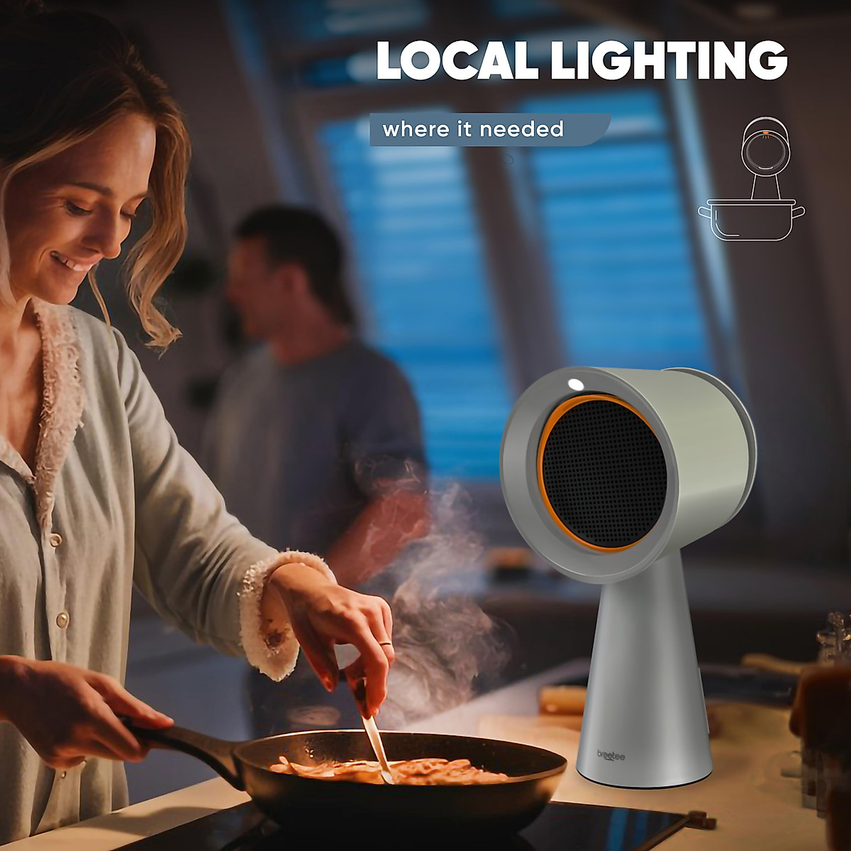 Breetee Portable Range Hood Kitchen - Powerful 3-Speed Suction Desktop Compact Range Hood with 2 Double Filter - Original Low Noise Kitchen Exhaust Fan with 2 Carbon Filters, Large Oil Collection Cup