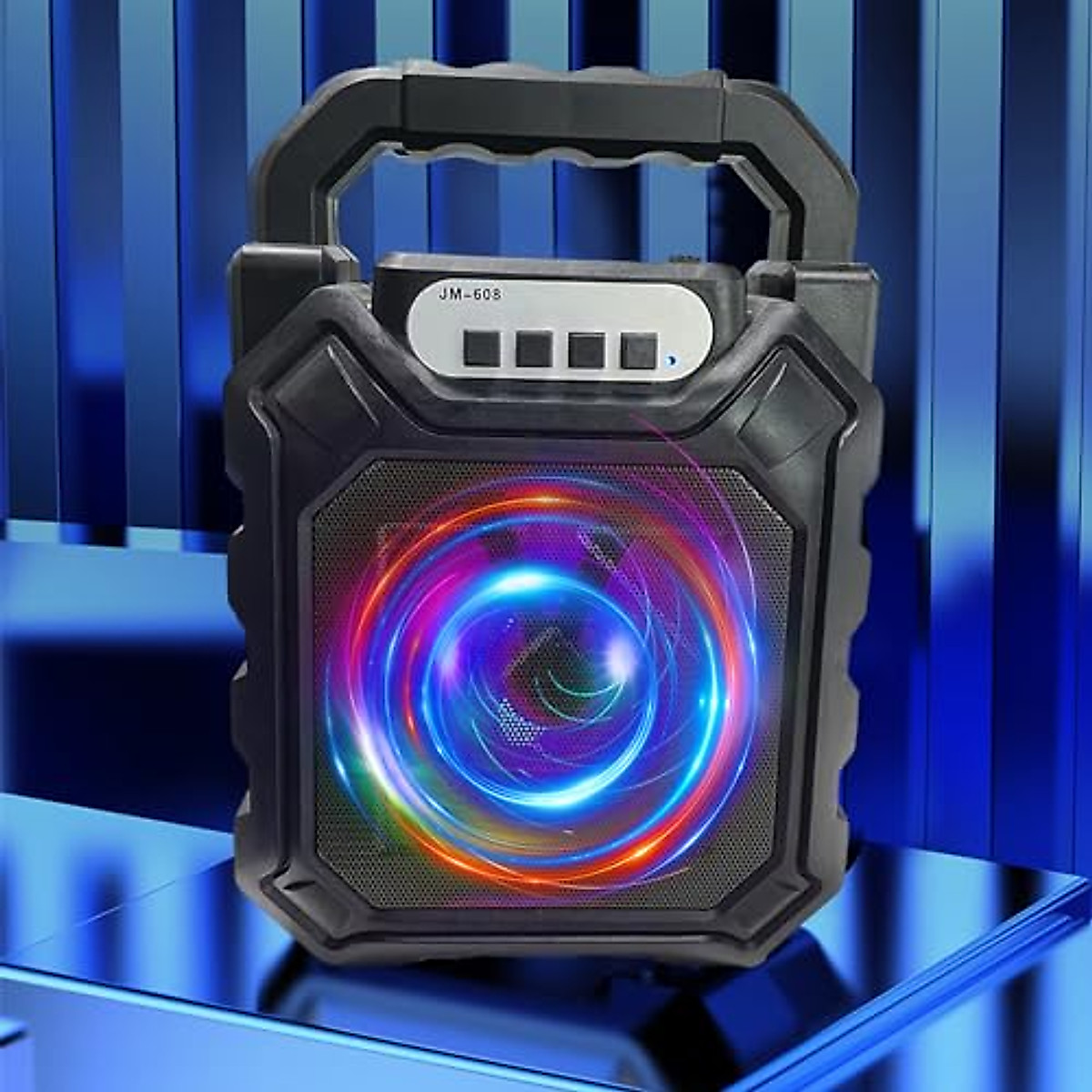 GBSELL Wireless Bluetooth Speaker, Outdoor Portable Stereo with Colourful Running Lights, Portable Mini Stereo, 18-Hour Playtime Outdoor Speaker for Home Party (Black)