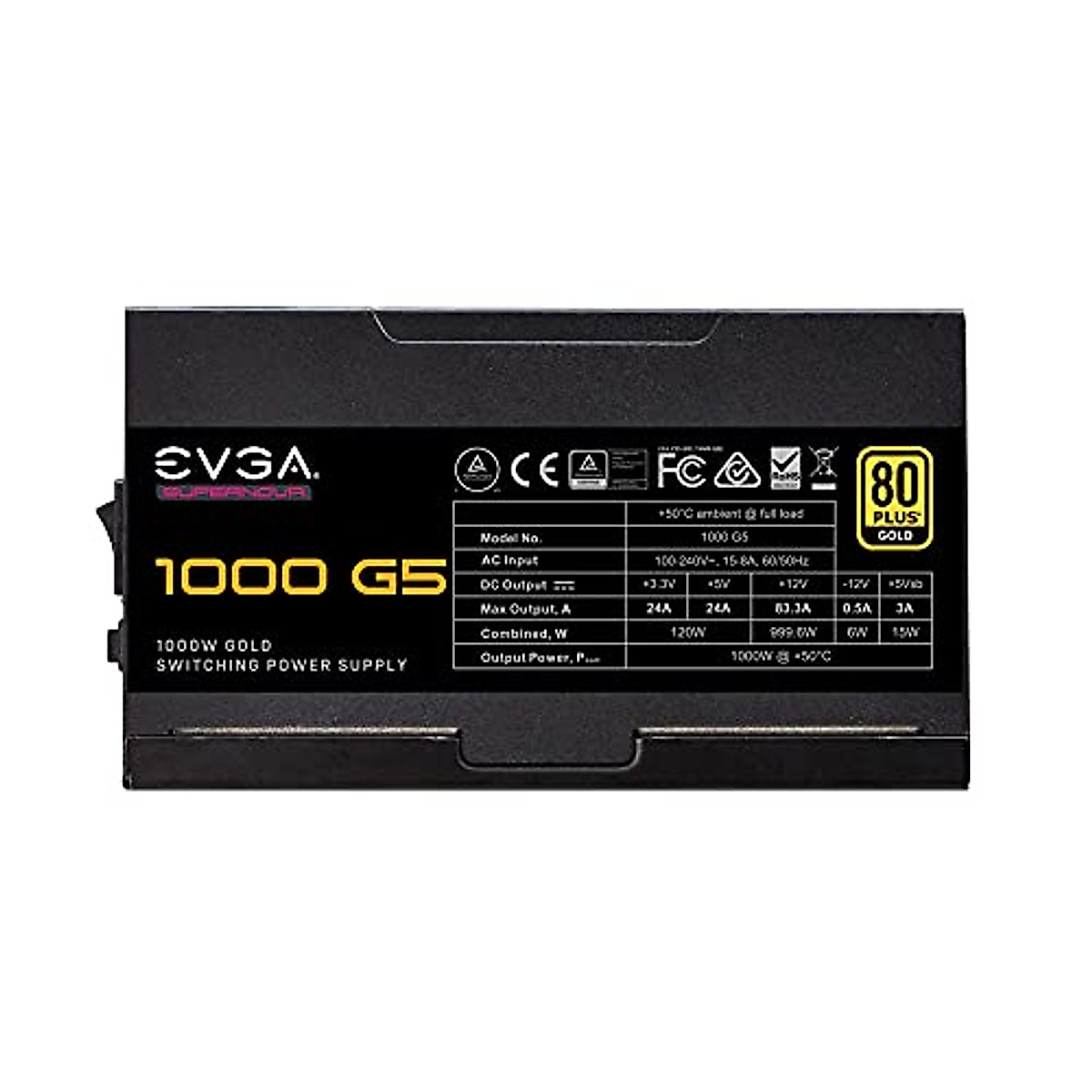 EVGA SuperNOVA 1000 G5, 80 Plus Gold 1000W, Fully Modular, ECO Mode with Fdb Fan, 10 Year Warranty, Compact 150mm Size, Power Supply 220-G5-1000-X1 (Renewed)