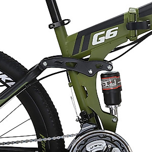 LZBIKE Bike G6-26 26 inch Bike Mountain Bike 26" 21 Speed Shift Left 3 Right 7 Cycle Folding Mountain Bike Frame Shock Absorption Mountain Bike (Army Green G6 SPO)