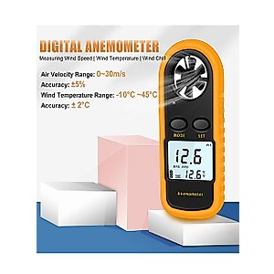 NICE-POWER Handheld Anemometer, Digital Wind Speed Meter Air Flow Meter for Measuring Wind Speed Temperature and Wind Chill, Portable Wind Gauge for HAVC Drone Sailing Fishing(LCD Backlight)