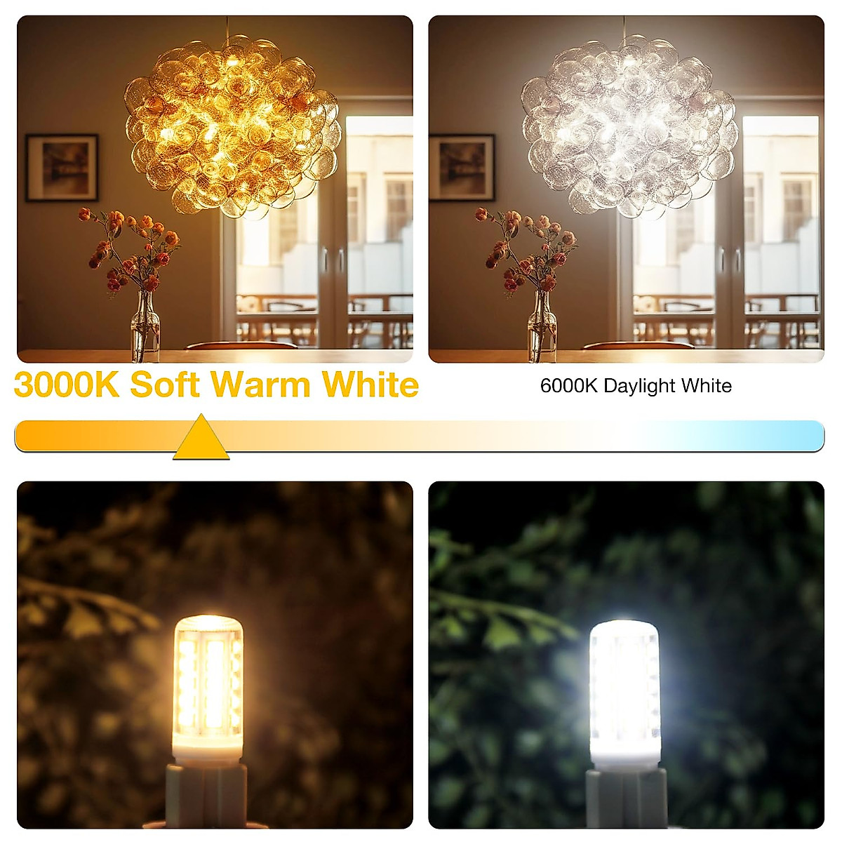 dalattin G9 LED Bulb 12 Pack 4W Equivalent 40 Watt,3000K Soft Warm White,Replacement T4 G9 Halogen Bulbs,450LM, Non-Dimmable, Energy Saving Lights for Chandelier Type G9 T4 Bi-pin Base