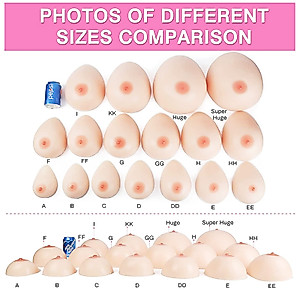 Mastectomy Prosthesis Silicone Breast Forms Self Adhesive False Boobs Women Concave Bra Enhancer Inserts for Crossdresser Transgender Cosplay,Nude,B Cup (600g/pair)