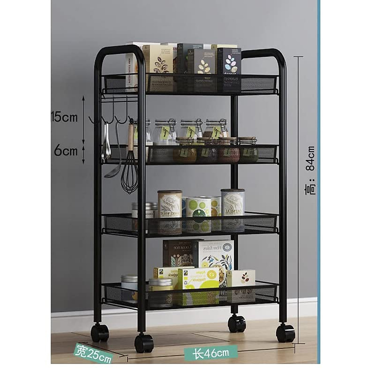 BHVXW Kitchen Rack Storage Rack Bathroom Bedroom Storage Movable Trolley Storage Rack