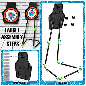 OWNONE 1 Bow and Arrow for Kids 4-6-8-12 Years Old, Archery Toy Set for Boys with LED Lights - Includes 2 Bows, 20 Suction Cup Arrows, 2 Quivers & Standing Target, Outdoor Toys for Kids Boys Girls