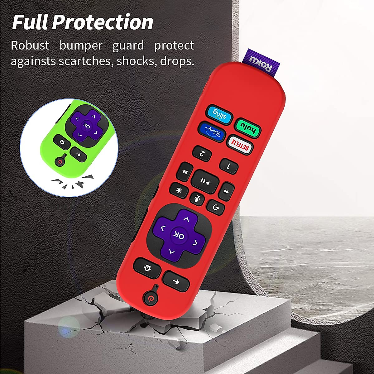 [3Pcs] Case for Roku Voice Remote Pro 2021(Only for 2021 Released), Anti Slip | Shockproof Silicone Protective Cover for Roku Voice Pro Remote Controller with Lanyard(Glow Blue+Glow Green+Red)