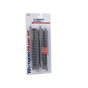 Walthers Trainline HO Scale Model 9" Straight Section - Power-Loc Track(TM) -- pkg(4)