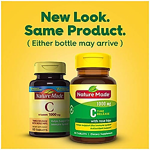Nature Made Vitamin C 1000 mg Time Release Tablets with Rose Hips, 60 Count to Help Support the Immune System