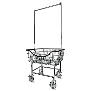 LVP Big Brother Commercial Laundry Cart with Dual Pole Rack 3.25 Bushels (Chrome Commercial Grade Finish)