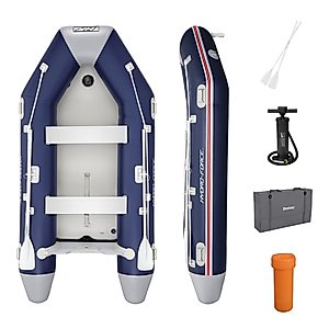 Bestway Hydro-Force Mirovia Pro Inflatable 5 Person Outdoor Water Lake Raft Boat Set with 2 Aluminum Oars, Hand Pump, Pressure Gauge, and Repair Patch