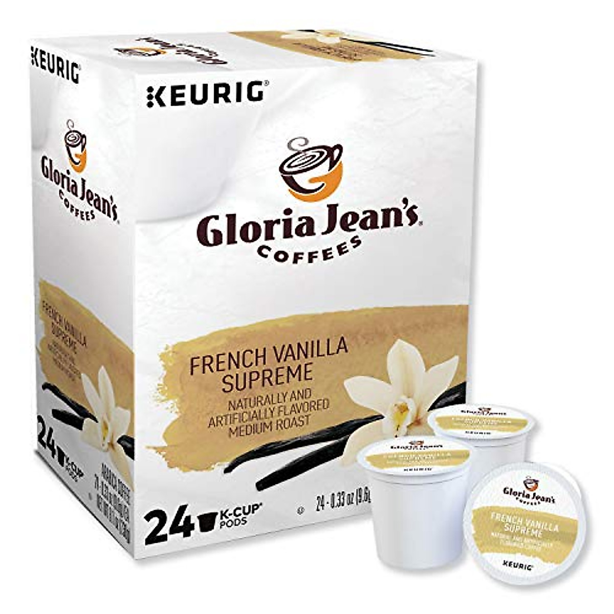 Gloria Jean's Coffees, French Vanilla Supreme K-Cup Portion Pack for Keurig Brewers 24-Count