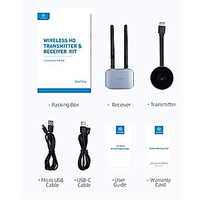 Hagibis Wireless HDMI Transmitter & Receiver Extender Kits, Full HD 1080P@60Hz 5GHz 164ft Wireless Display Dongle, Plug and Play for Streaming, Laptops, PC, Media, PS4/5 (Kits)