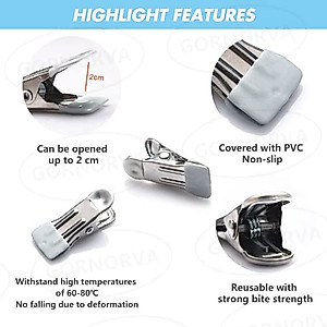 GORNORVA 30 PCS Swimming Pool Above Ground Winter Cover Clips Secure Your Winter Pool Cover Attaches to Top Rail Wind Guard Clips Multifunctional Metal Clips Towel Clips Spring Clamps