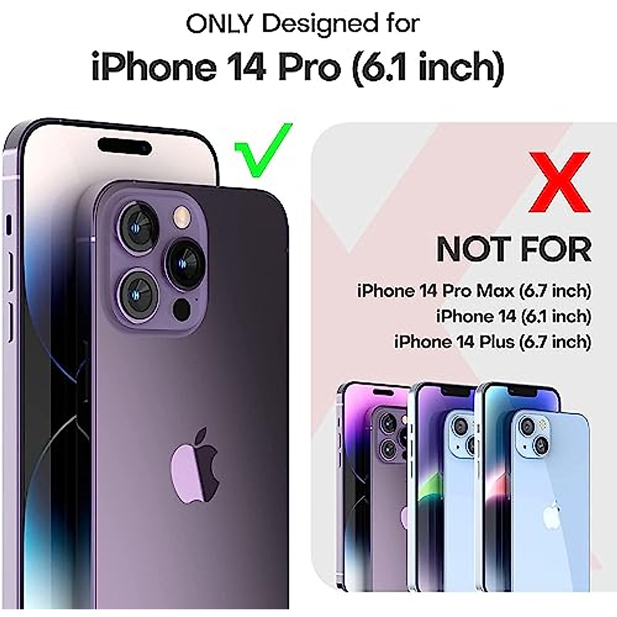 TAURI 5-in-1 for iPhone 14 Pro Case Clear, [Not Yellowing] with 2X Screen Protectors + 2X Camera Lens Protectors, [Military Grade Drop Protection] Shockproof Slim Phone Case for iPhone 14 Pro