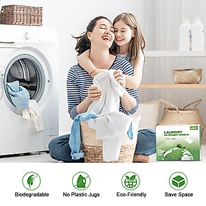 HOMEXCEL Laundry Detergent Sheets Fresh Scent Eco-Friendly, (100 Loads) 50 Washer Sheets, Plastic-Free Laundry Soap Sheets, Hypoallergenic Liquid Less Clear Strips for Travel, Home Clothes Washing