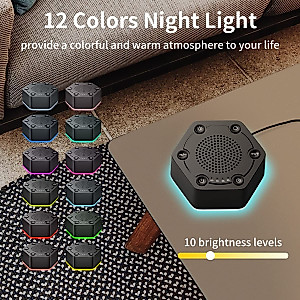 WowSleep High Fidelity White Noise Sound Machines with 30 Unique Non-Looping Soothing Sounds 12 Colors Night Light 4 Timers 10-Level Brightness 32-Level Volume and Memory Function