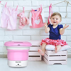 Portable Washing Machine - Foldable Mini Small Washer for Washing Baby Clothes, Underwear or Small Items, Suitable for Apartment, Laundry, Camping, RV, Travel (110V-240V) - Best Gift Choice, Pink