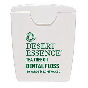 Desert Essence Tea Tree Oil Dental Floss, No alcohol, 50 Yards (45.7 M) Waxed (Pack of 2)