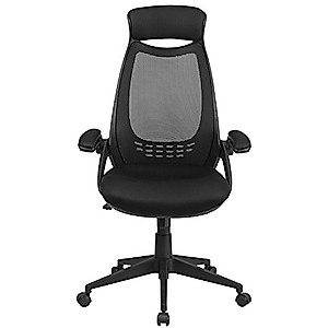 Flash Furniture Ivan High Back Black Mesh Executive Swivel Office Chair with Flip-Up Arms