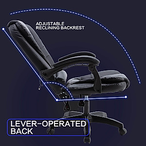 Office Chair Swivel Ergonomic Executive Computer Task Desk Seat Chairs Black Faux Leather Comfortable and Adjustable