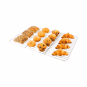 Restaurantware Met Lux Full Size Cooling Rack 1 Parallel Wires Cooking Rack - Footed Corrosion-Resistant Stainless Steel Cookie Drying Rack Durable For Pastries