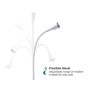 BLACK+DECKER Gooseneck LED Floor Lamp, 54" Height with Weighted Base, White (VLED1824F-WHITE-BD)