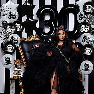 Death to My 20s Decoration, Black 30th Birthday Decoration, Funeral For My Youth Party Supplies with Banner, Rip to My 20s Sash, Photo Prop, 30th Balloon, Cake Topper, Funny Thirty Birthday Supplies