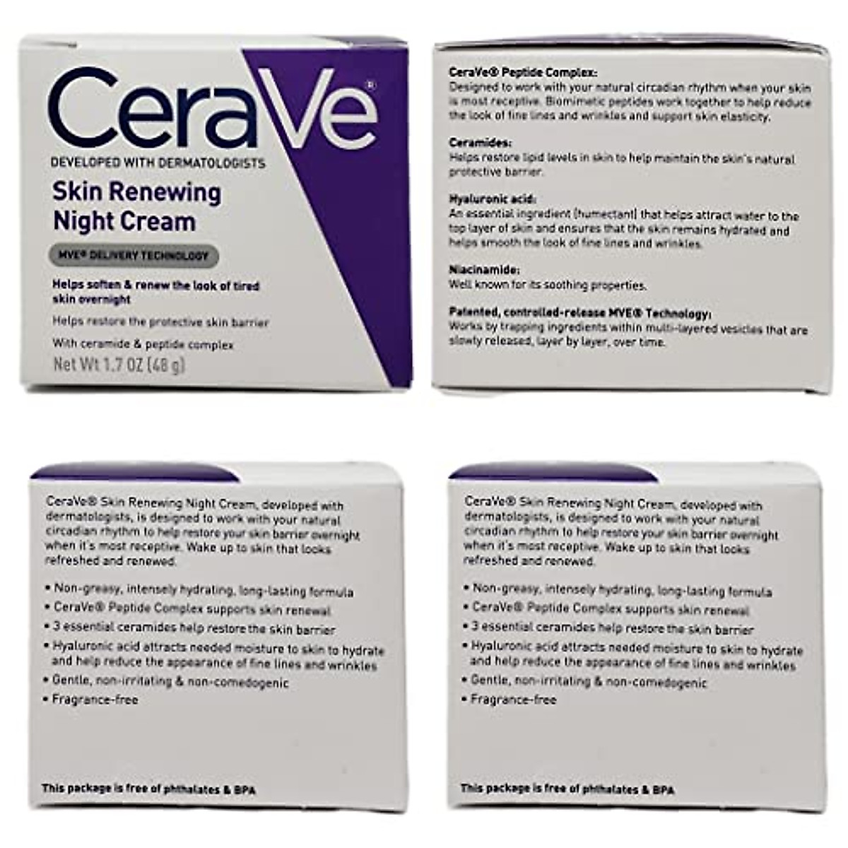 CeraVe Skin Renewing Day and Night Bundle - Contains CeraVe Day Cream Retinol with SPF 30 (1.76 oz) and CeraVe Night Cream with MVE Delivery Technology (1.7 oz)