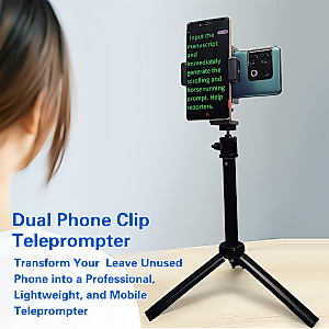 Teleprompter iPhone & Android, Double Phone Holder for Video Recording, Neewer Teleprompter Kit, The Collapsing Design Allows for Easy Storage and Transport