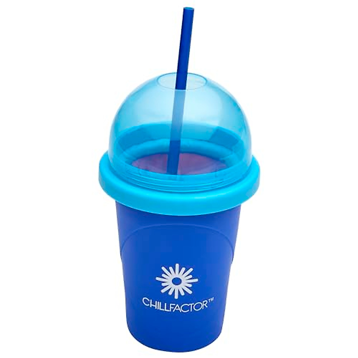 Cra-Z-Art ChillFactor Original Slushie Maker Cup, DIY Magic Slushy Maker Squeeze Cup, Super Quick Smoothie Squeeze Cup for Milkshakes, Juices, Double Layer Cup with Lid & Spoon, Blue
